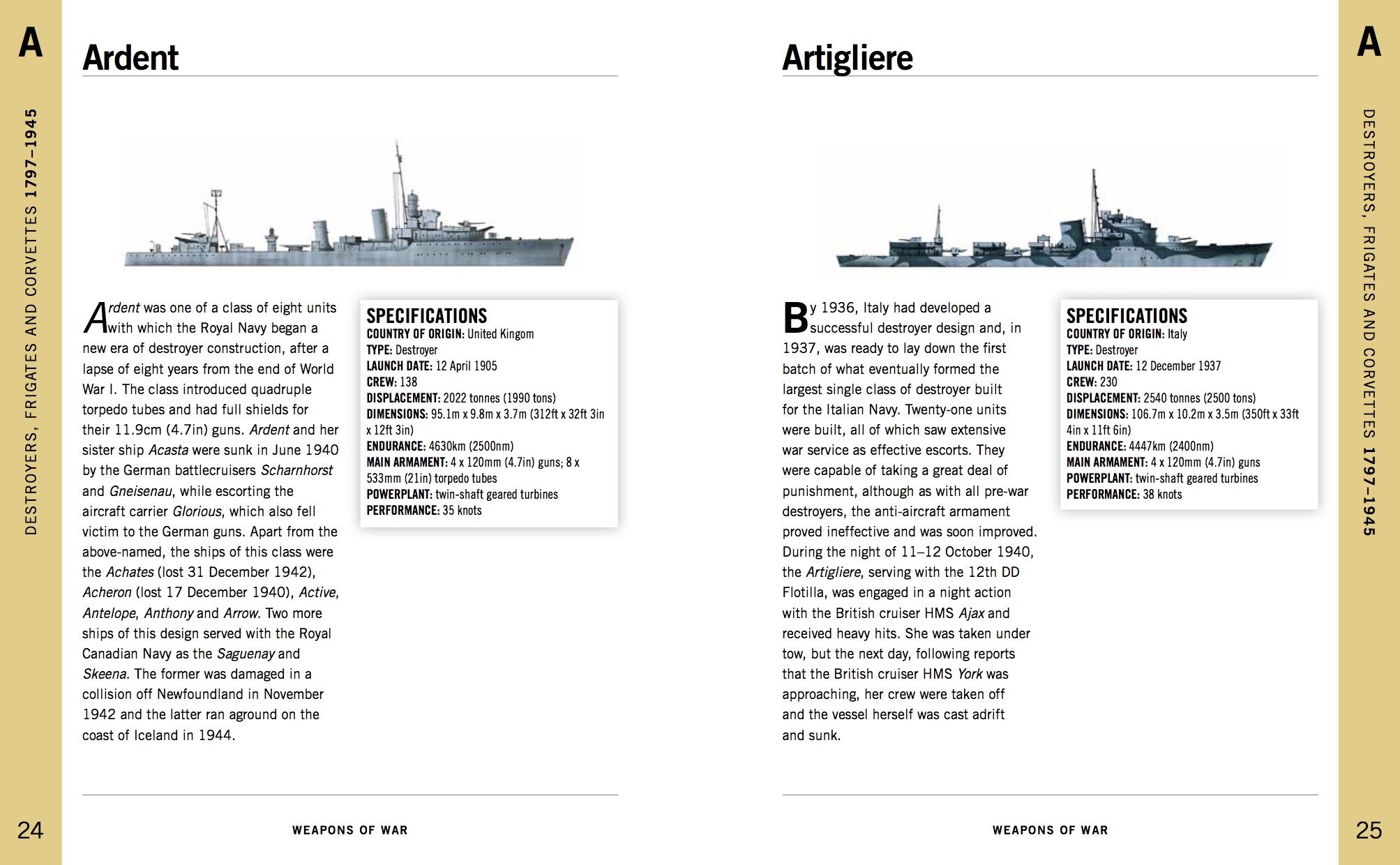 Destroyers, Frigates & Corvettes: 1797-1945 - Weapons of War - Amber Books